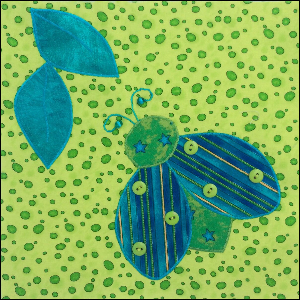 Garden Ladybug Applique Quilt Block Pattern, Fused Applique INSTANT PDF ...