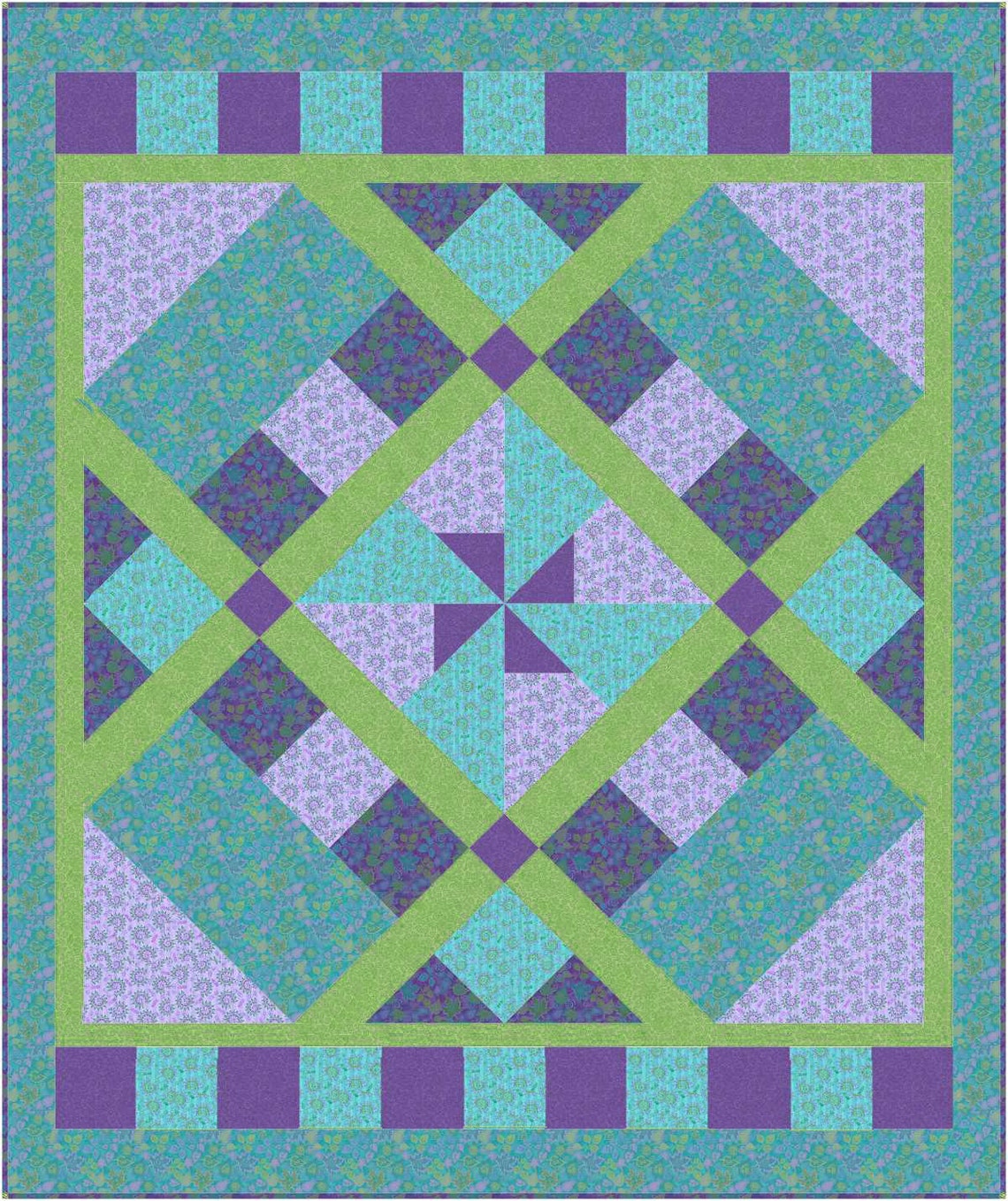 Windmill Quilt on Point Pattern, Large Pinwheel Pattern, Pieced Quilt ...