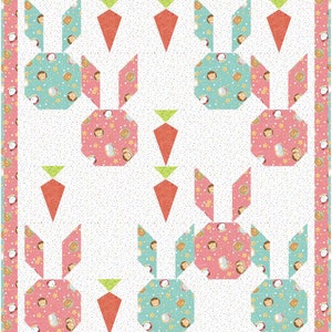 Bunny and Carrot Quilt Pattern, Two Block Pieced Rabbit, Carrot Blocks ...