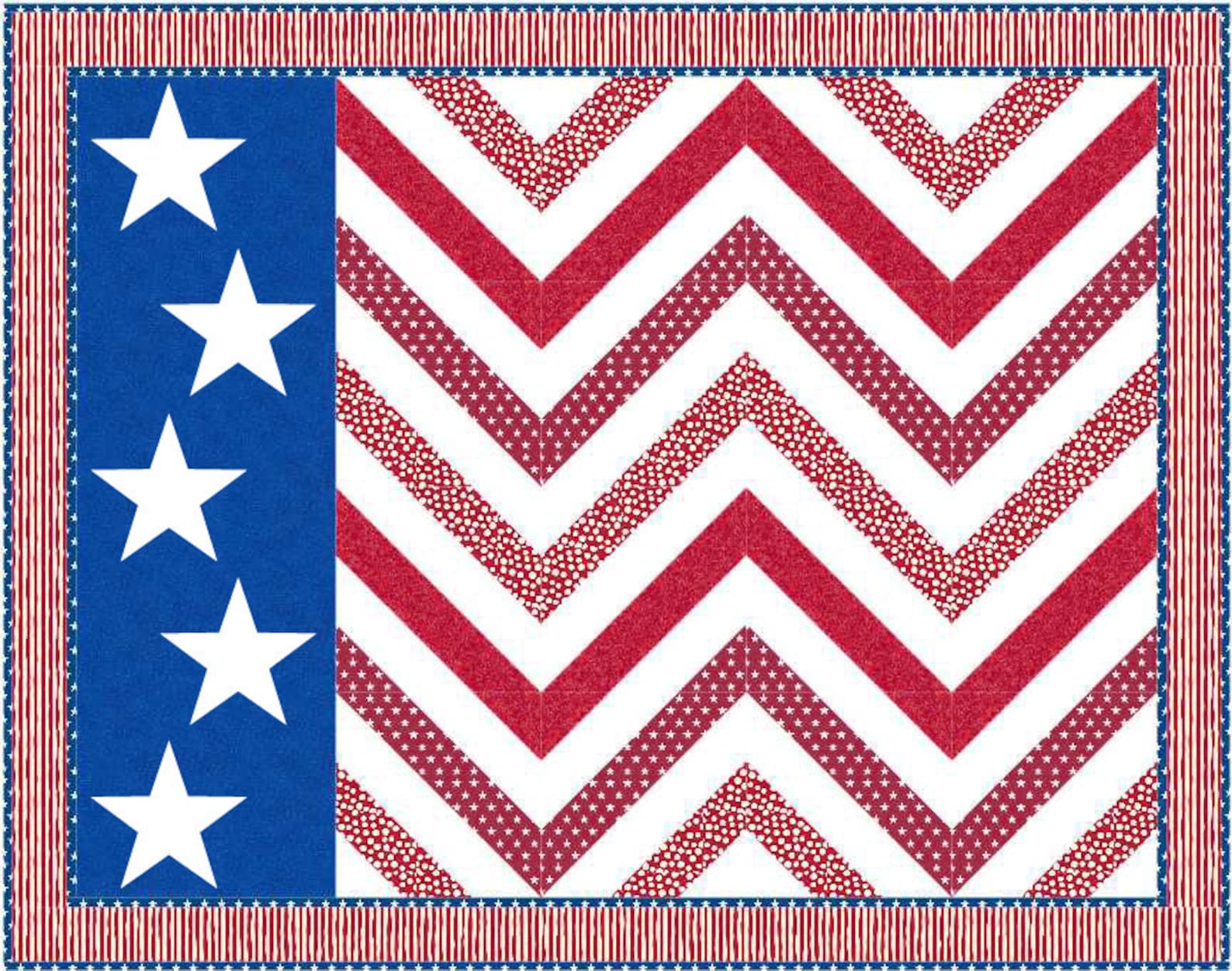 Stars and Stripes Waving Flag Quilt Pattern - INSTANT DOWNLOAD - Etsy