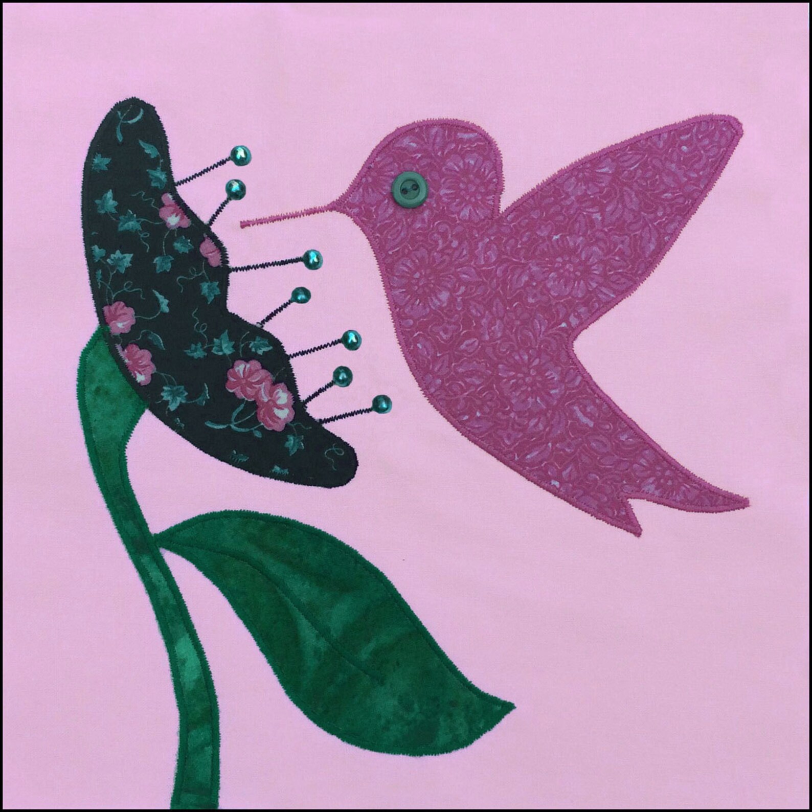Sweet Nectar Hummingbird Applique Quilt Block Pattern - INSTANT ...