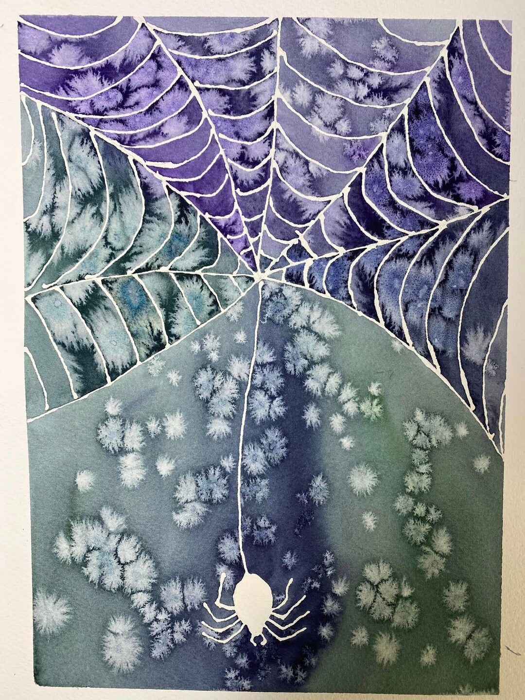 Watercolor Abstract Cobweb and Spider on Arches Rough Paper 9 X 12 ...