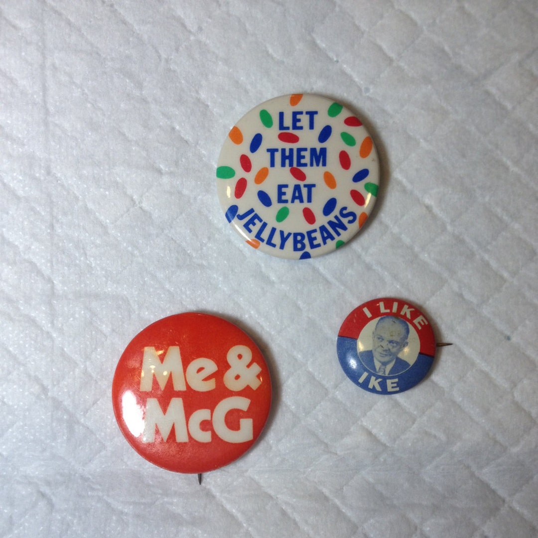 Political Buttons From Ronald Reagan jellybeans, George Mcgovern, and ...