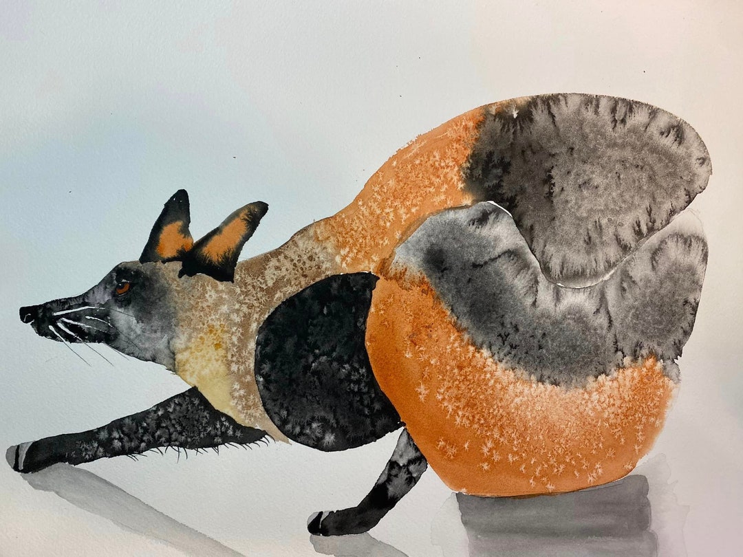 Watercolor Sneaky Fox on Arches Cold Press Paper 12 X 16 Inches ...