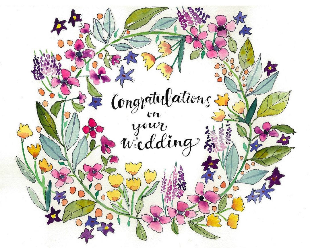 Large Size Watercolor Wedding Card Made From My Print of a Watercolor ...