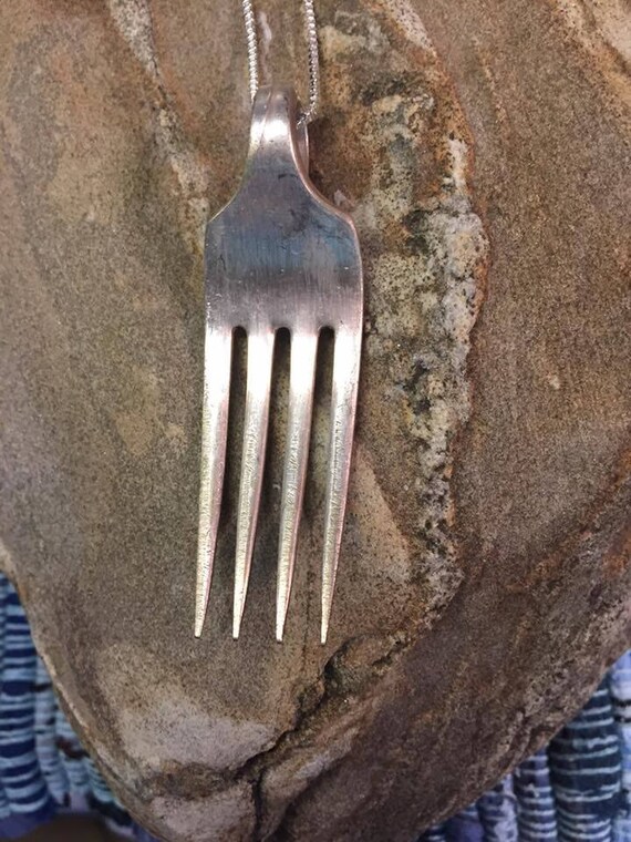 Fork Pendant Made of the End of a Silver Plated Fork Curled - Etsy
