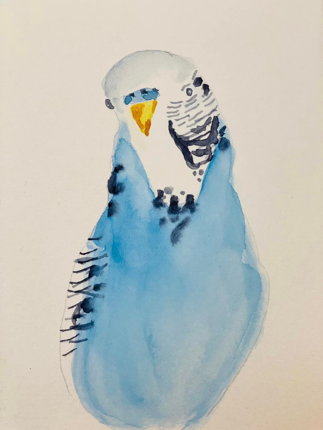 Watercolor Painting of Blue Parakeet on Strathmore 4 X 6 Inch Cold ...