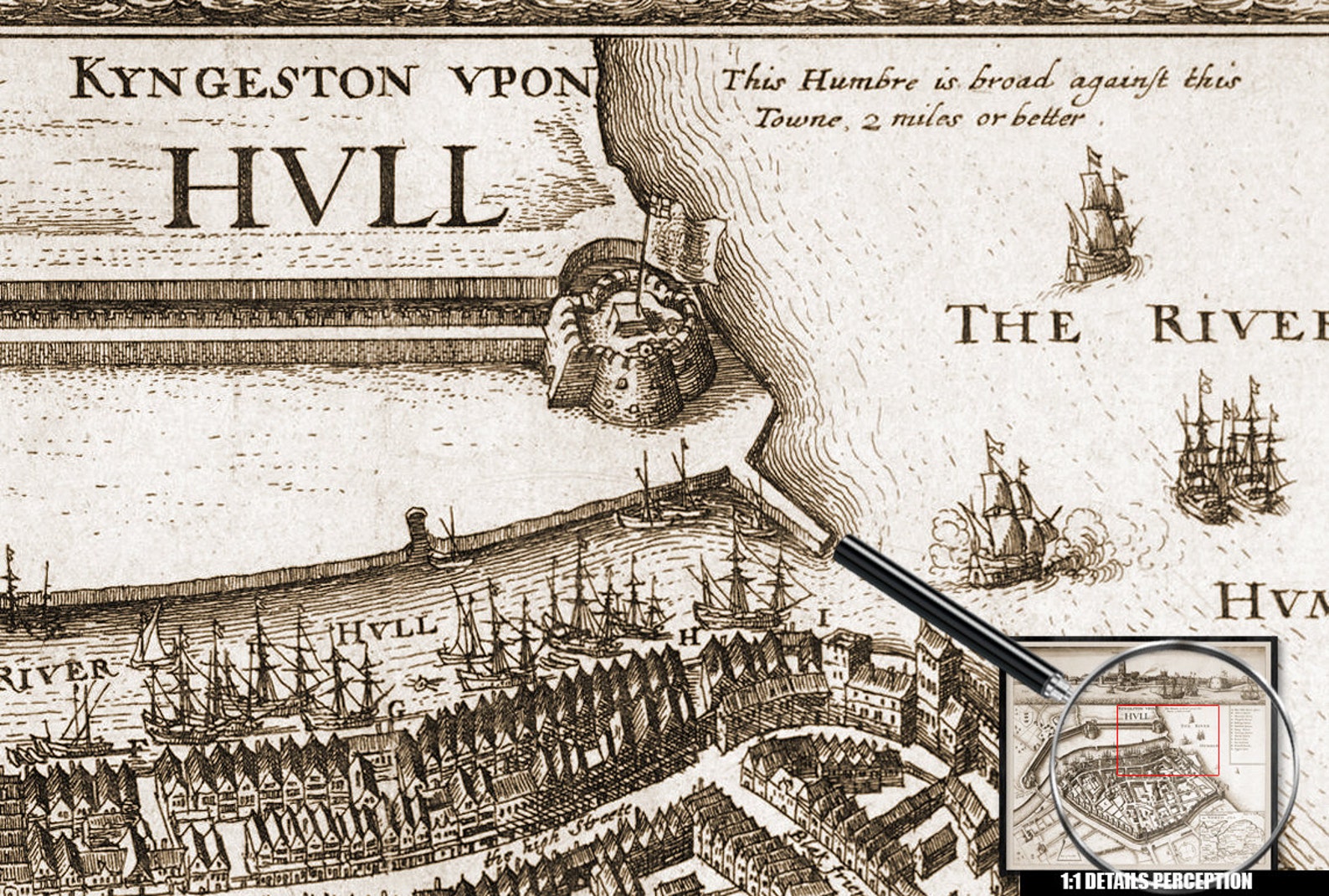 Old Map of the Port of Hull and the Fortification of City | Etsy