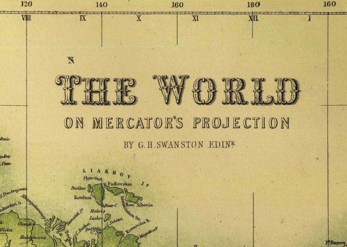 Large Old World Map the World on Mercator's Projection | Etsy