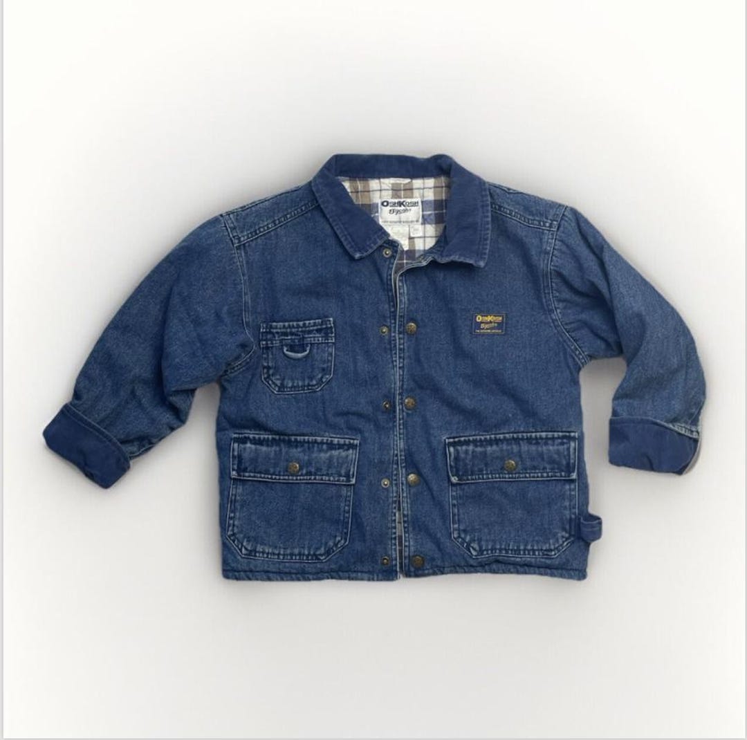 Vintage Oshkosh Denim Barn Jacket: Kids Plaid Lined Chore Coat - Etsy