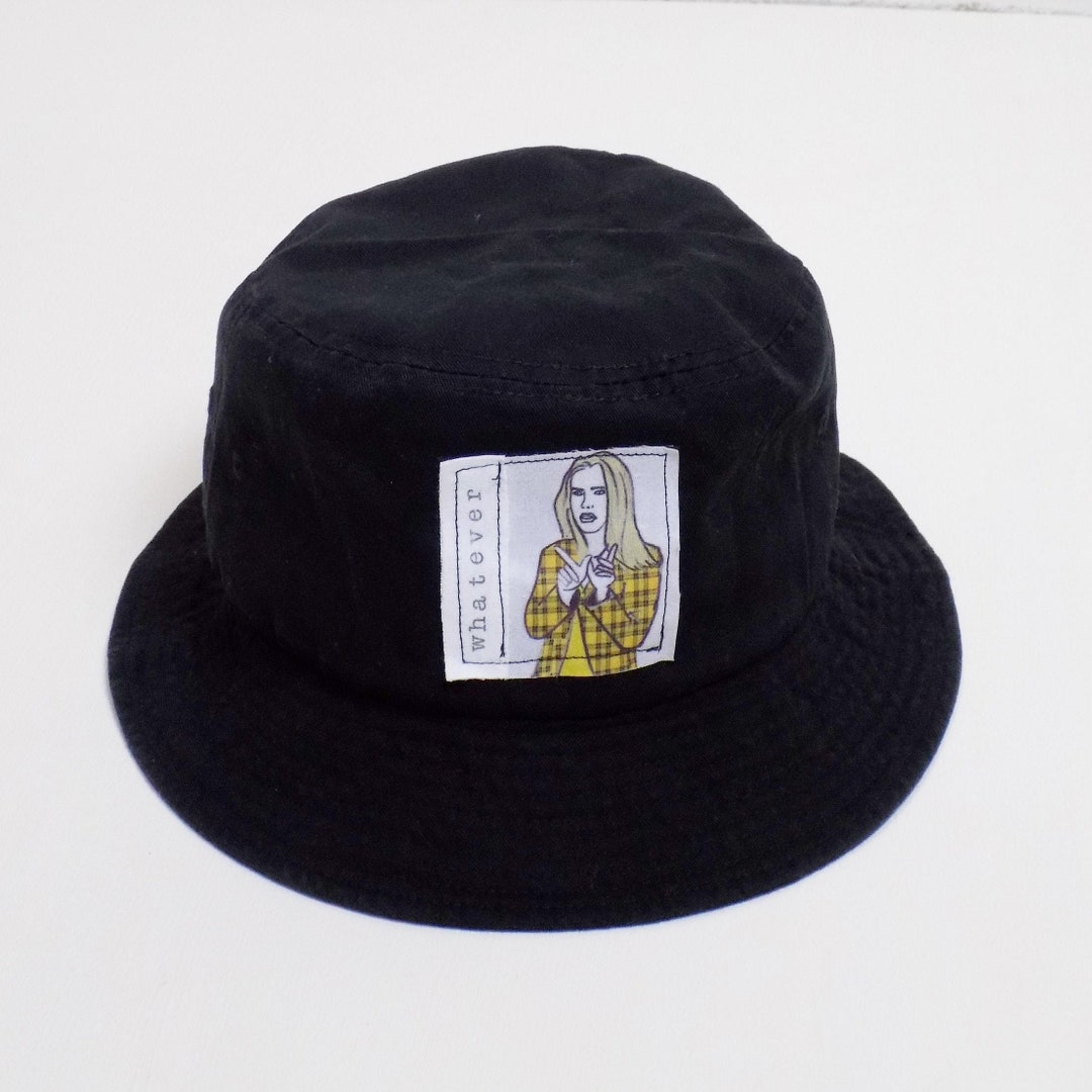 Handmade Black Bucket Hat: Clueless 'whatever' Patch, 90s Streetwear - Etsy