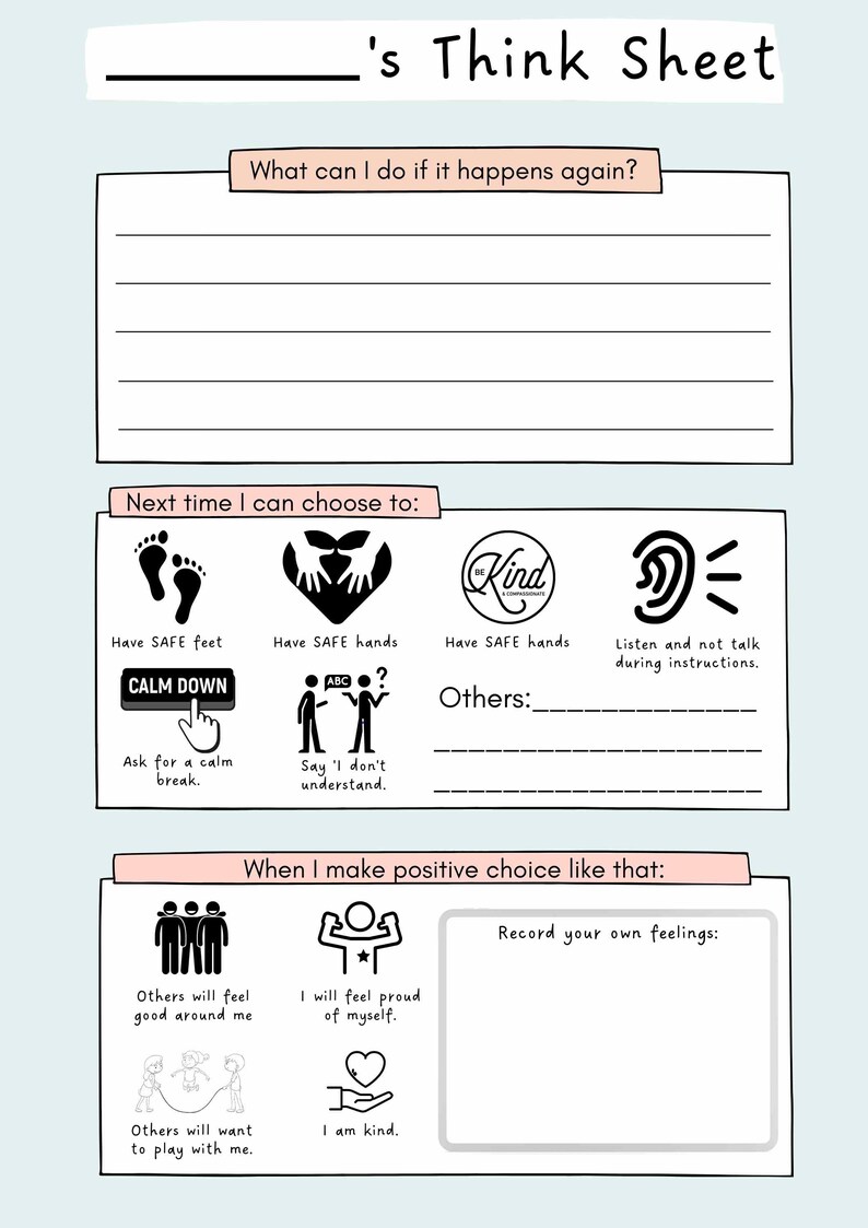Consequence Think Sheet | Etsy