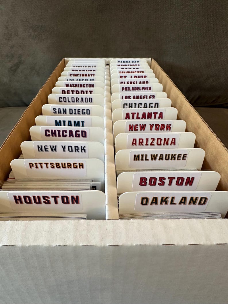 30 Customized Baseball Team Labels for BCW Tall Card Dividers - LABELS ...