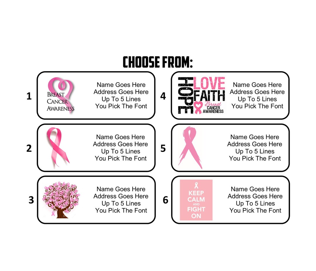 30 Custom Personalized Breast Cancer Awareness Return Address Mailing ...