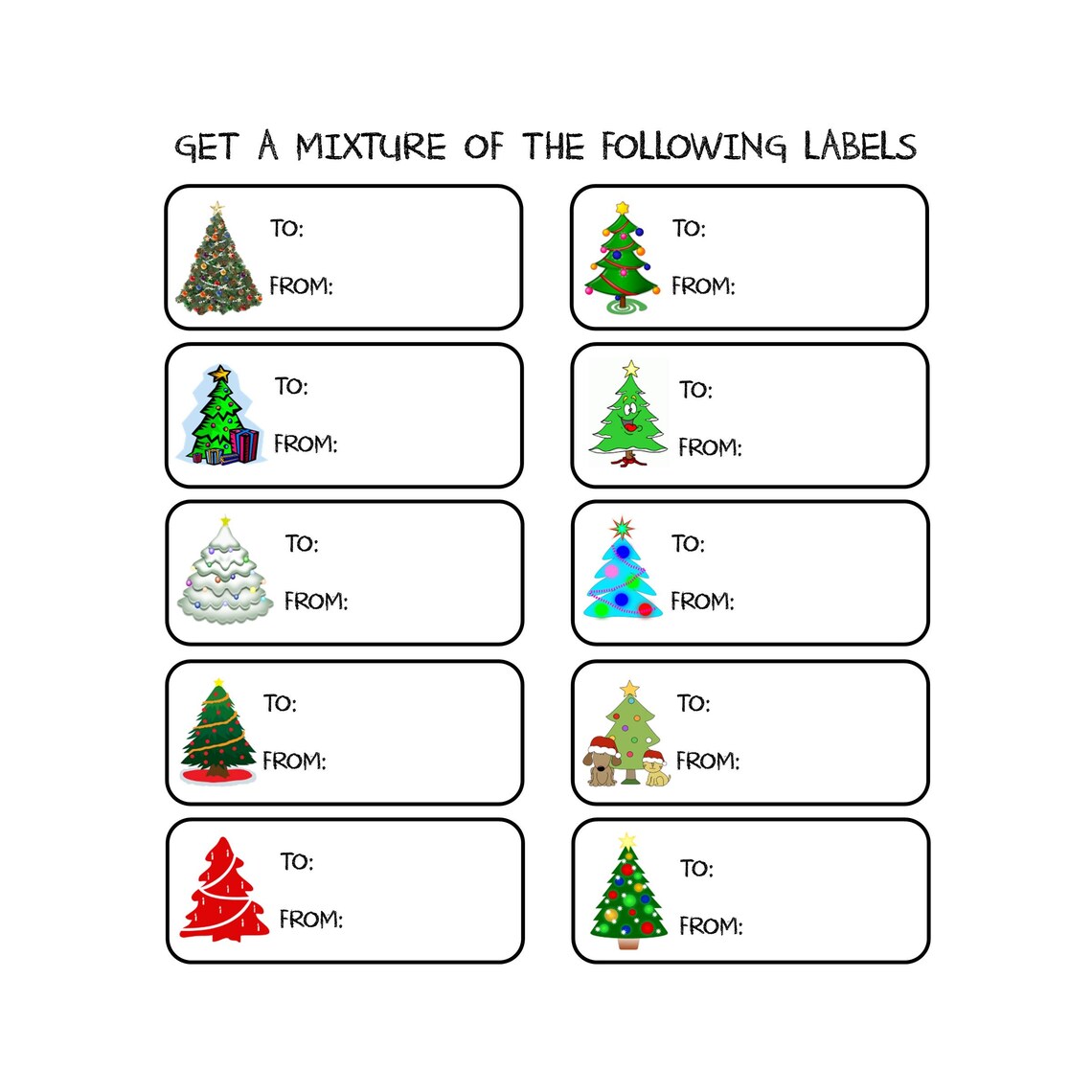 Mix of 30 Christmas Tree TO ~ FROM Gift Tags Present Name Stickers ...