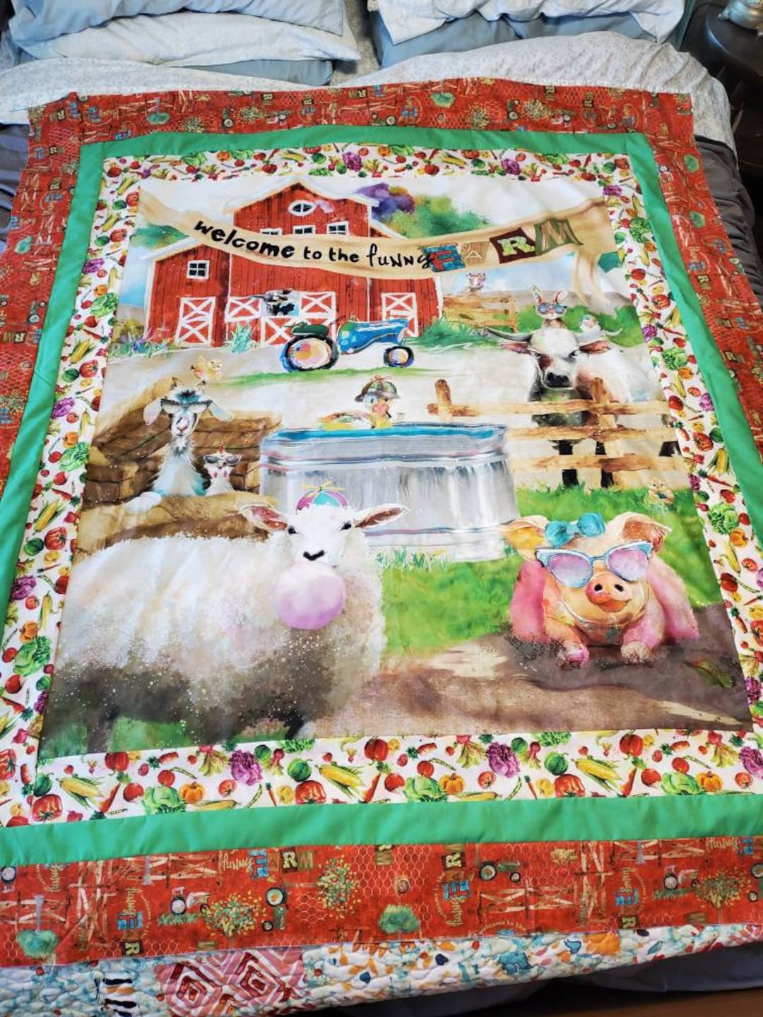 Welcome to the Funny Farm Throw Size Quilt - Etsy