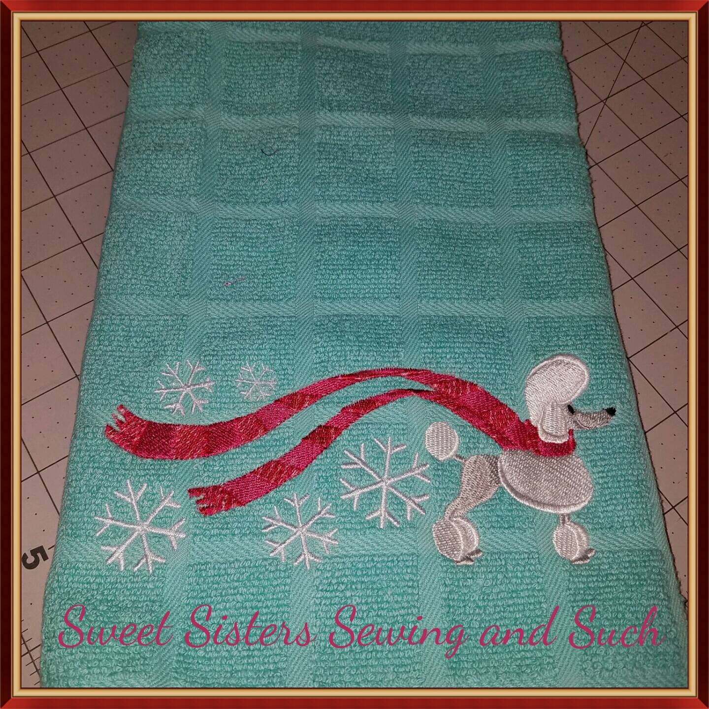 Wrapped up in Winter Poodle Kitchen Towel - Etsy