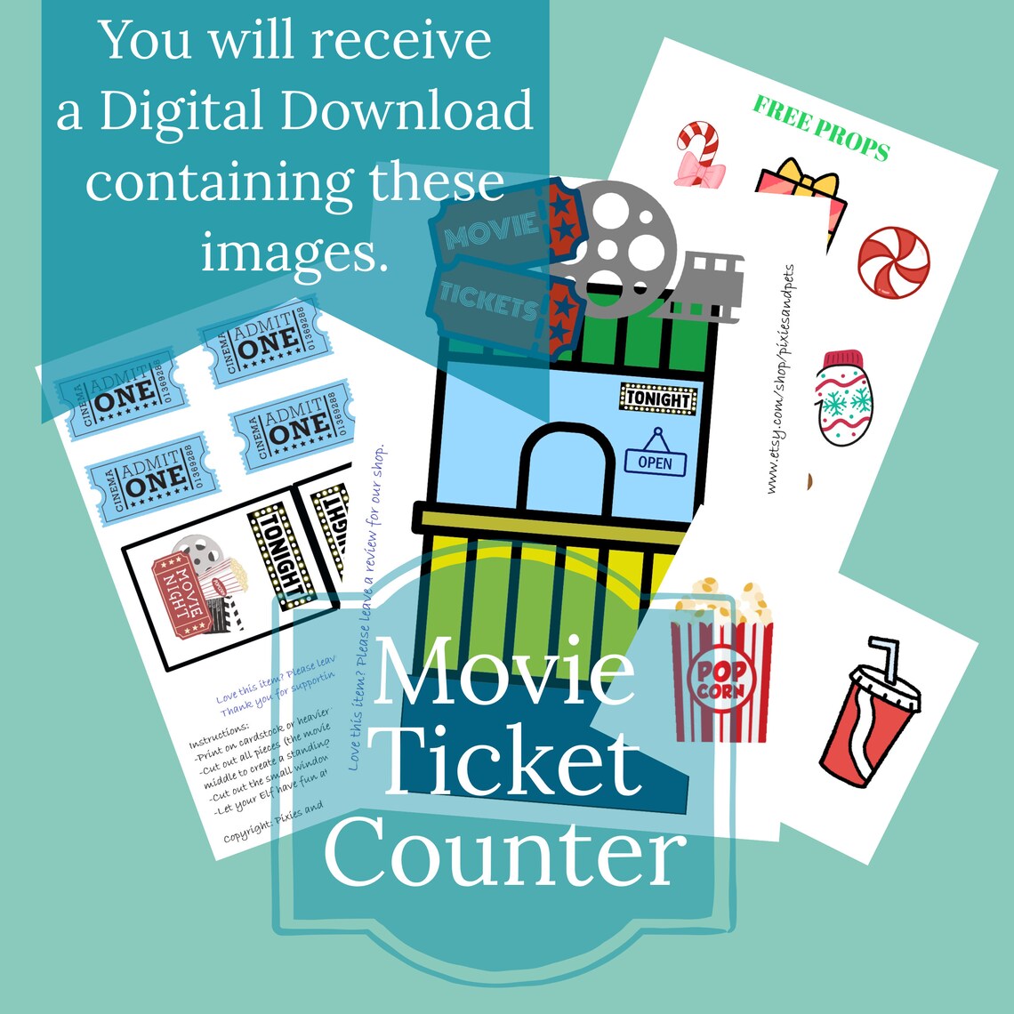 Elf Printable Movie Night Ticket Counter Digital Download. - Etsy