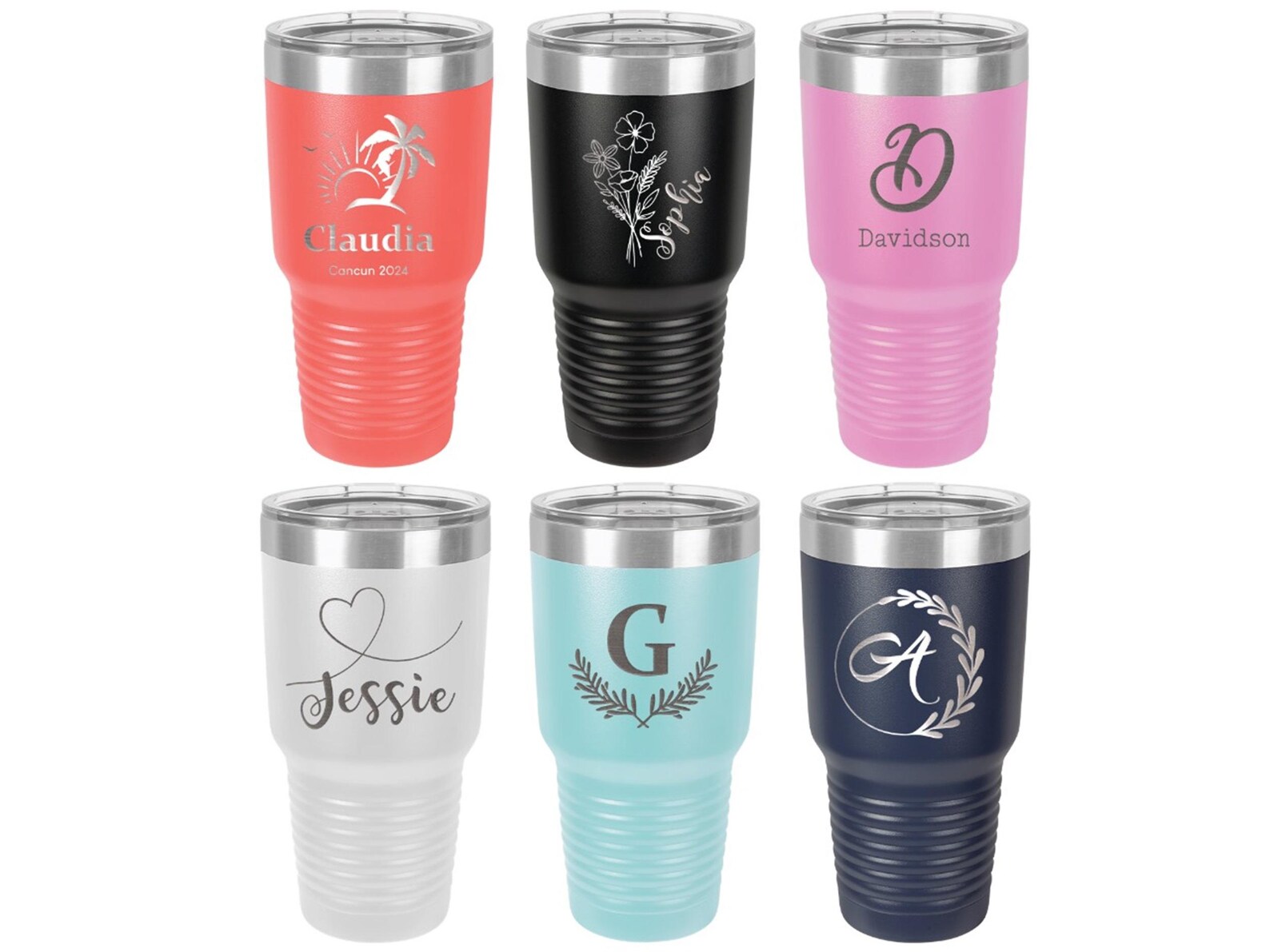 Personalized 30oz Tumbler, Custom Engraved Stainless Steel Travel Mug ...