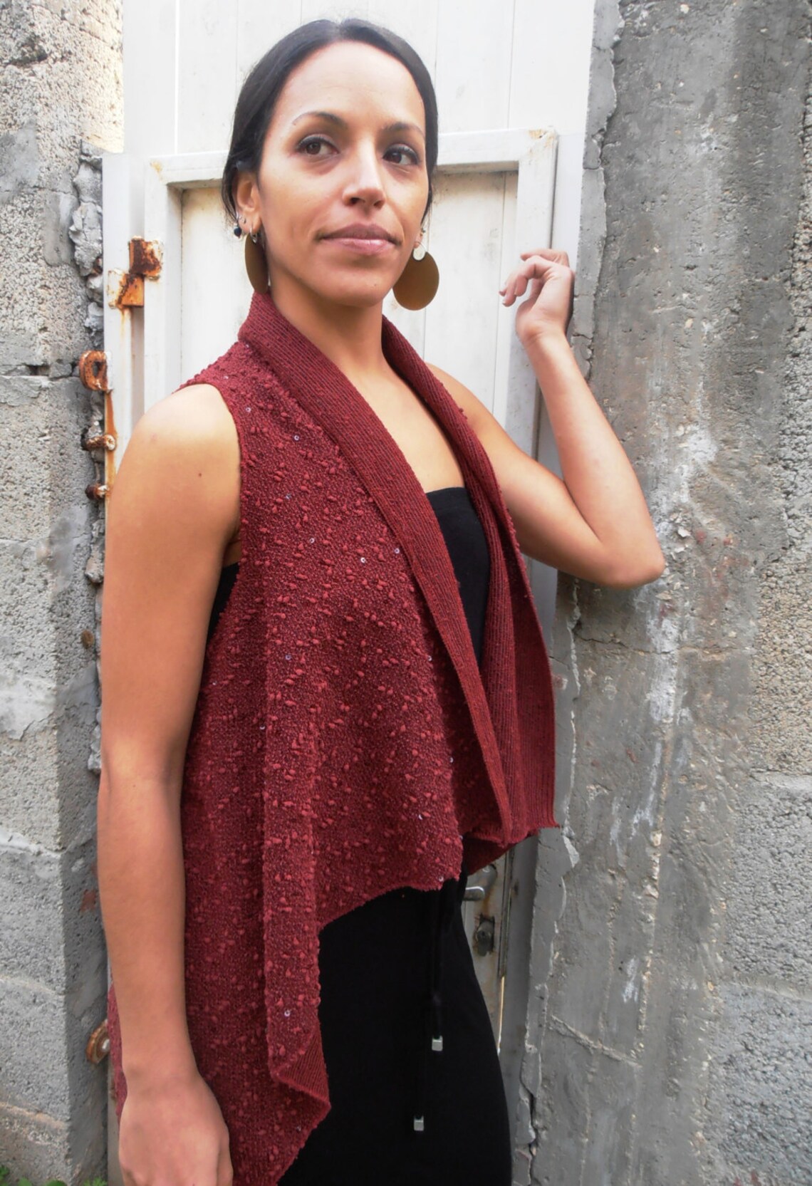 SALE Red Top Sleeveless Top Wool Top Womens Vest Ethnic Clothes ...