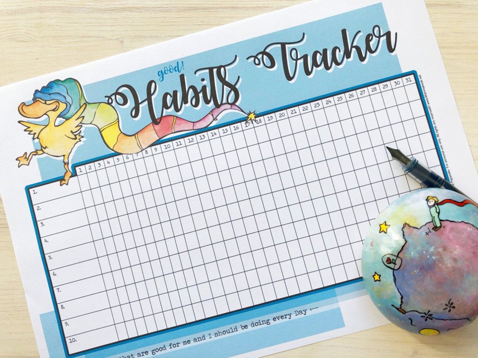 Printable Habit Tracker With Happy Duck in PDF Format - Etsy
