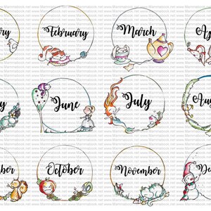 Twelve Months Labels PDF. Original Mammabook Illustrations. Big Size ...