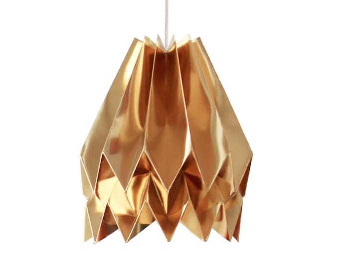 Chestnut Origami Hanging Paper Lamp Shade / Pendant Light Gold Yellow ...