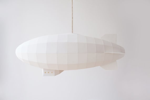 Collage Paper Lamp Papercraft Low poly 3D template PDF DIY Airship ...