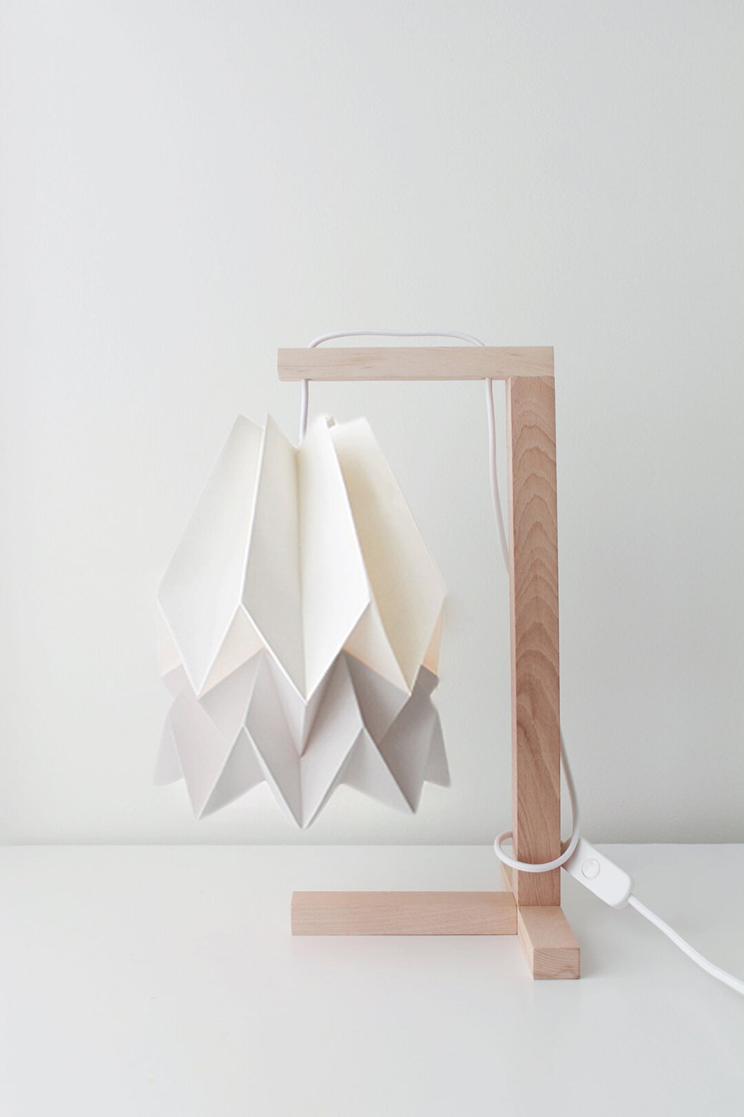 Paper Lamp Shade | Table Lamp Polar White With Light Grey Stripe With ...
