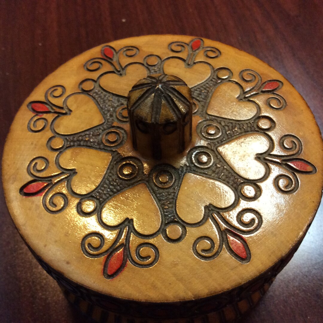 Hand Carved Wooden Circle Box From Poland for Jewelry or as a Home ...
