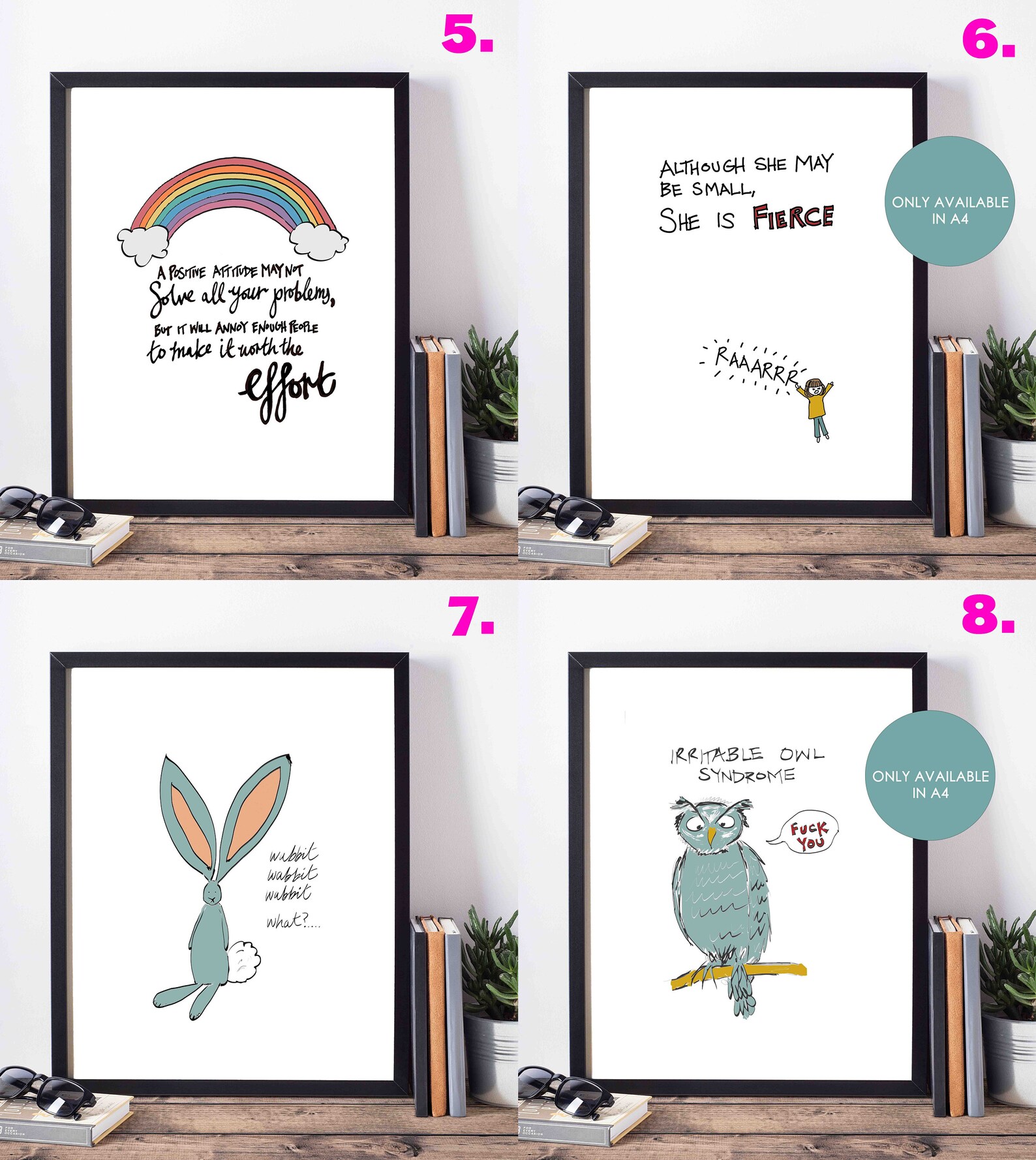 Miserable Cow Mix 'N' Match Illustrated Digital Prints - Etsy