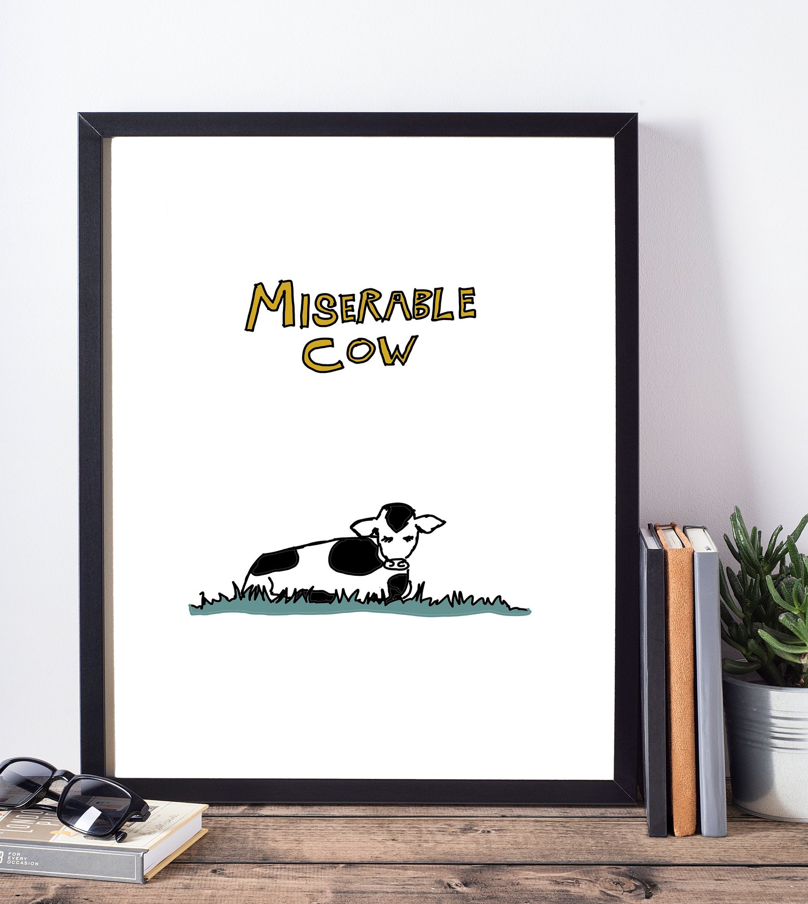 Miserable Cow Mix 'N' Match Illustrated Digital Prints A5 A4 by Small ...