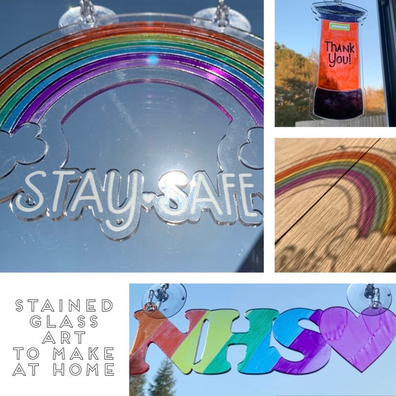 Stay safe rainbow stained glass kit love the NHS thank you | Etsy