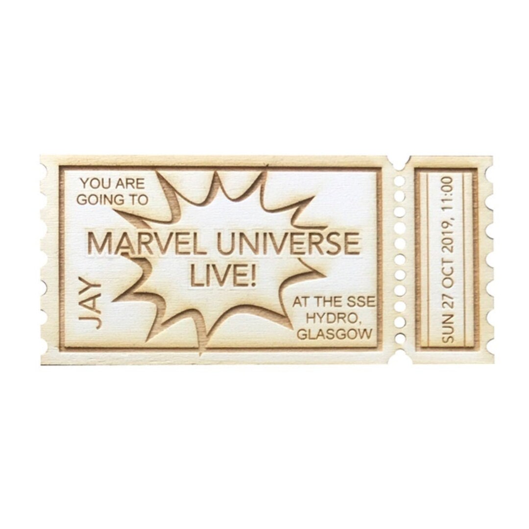 Concert Event Ticket Gift Memento Keepsake Wooden Ticket Token Blast ...