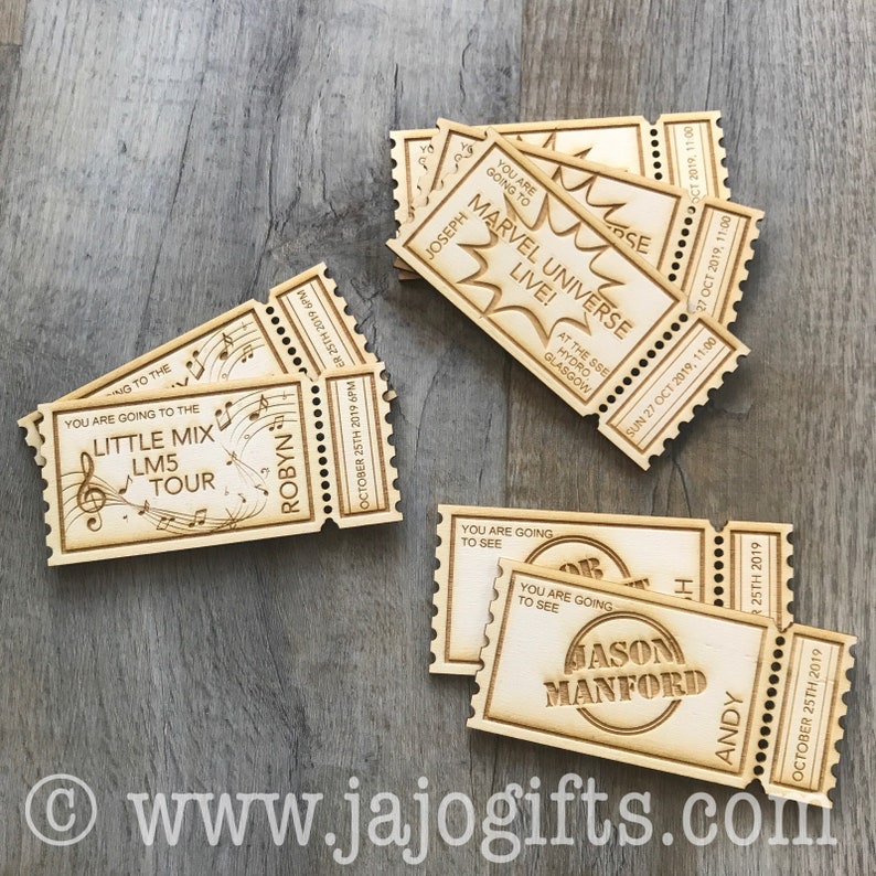 Event Ticket Gift Memento Keepsake Wooden Ticket Star Design - Etsy