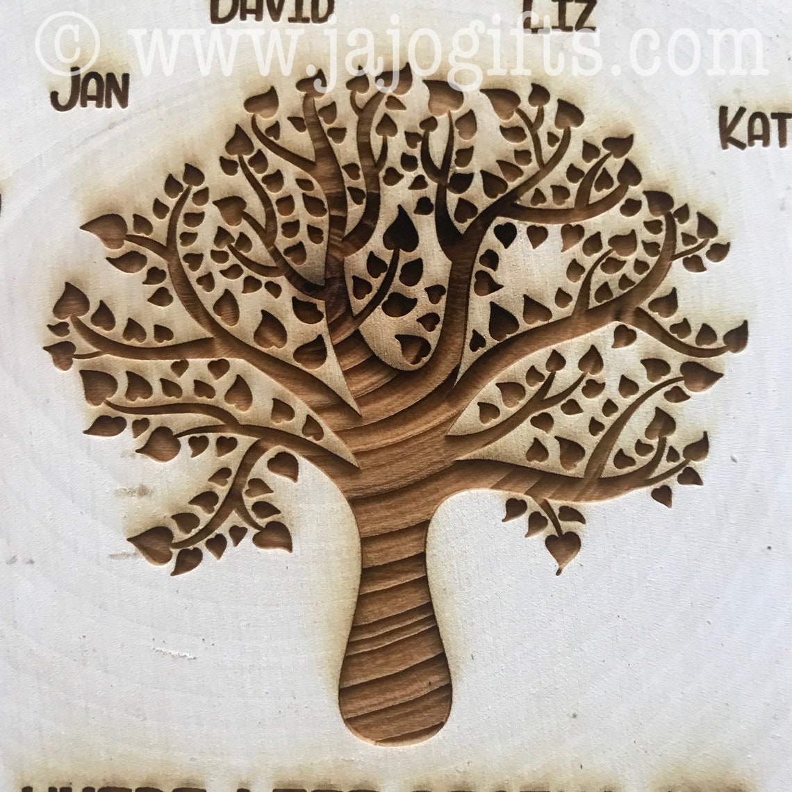 Engraved personalised family tree on wood log slice perfect | Etsy