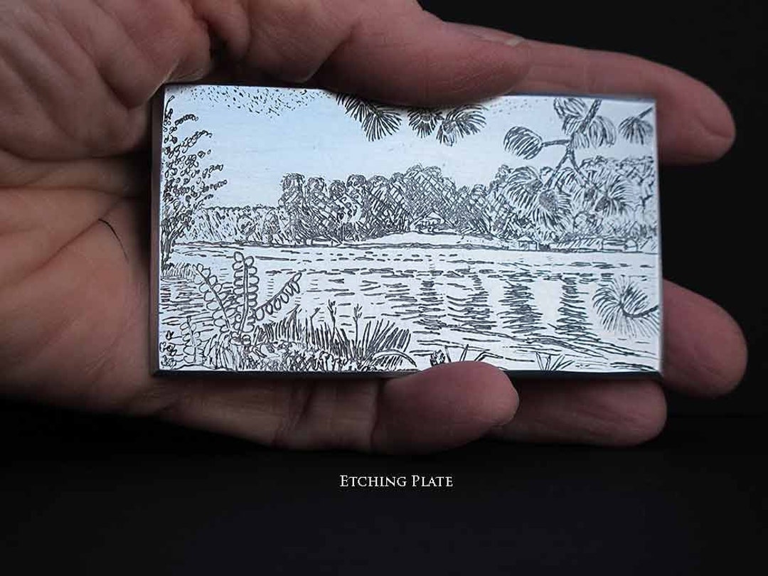 Lake View Original Intaglio Etching & Engraving, "lake View" Hand ...