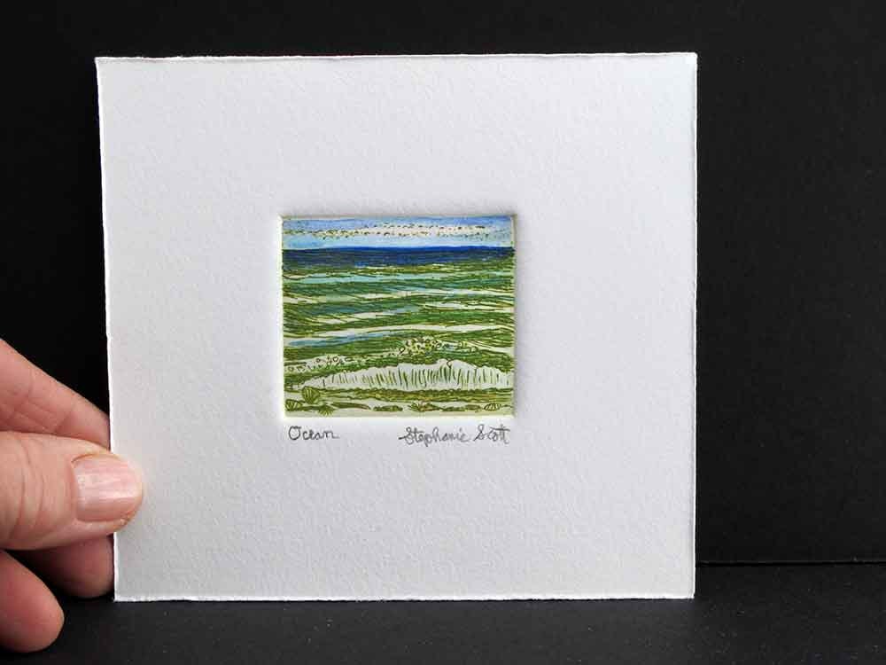 Ocean, Hand Colored Original Etching & Engraving, Hand-printed, Limited ...