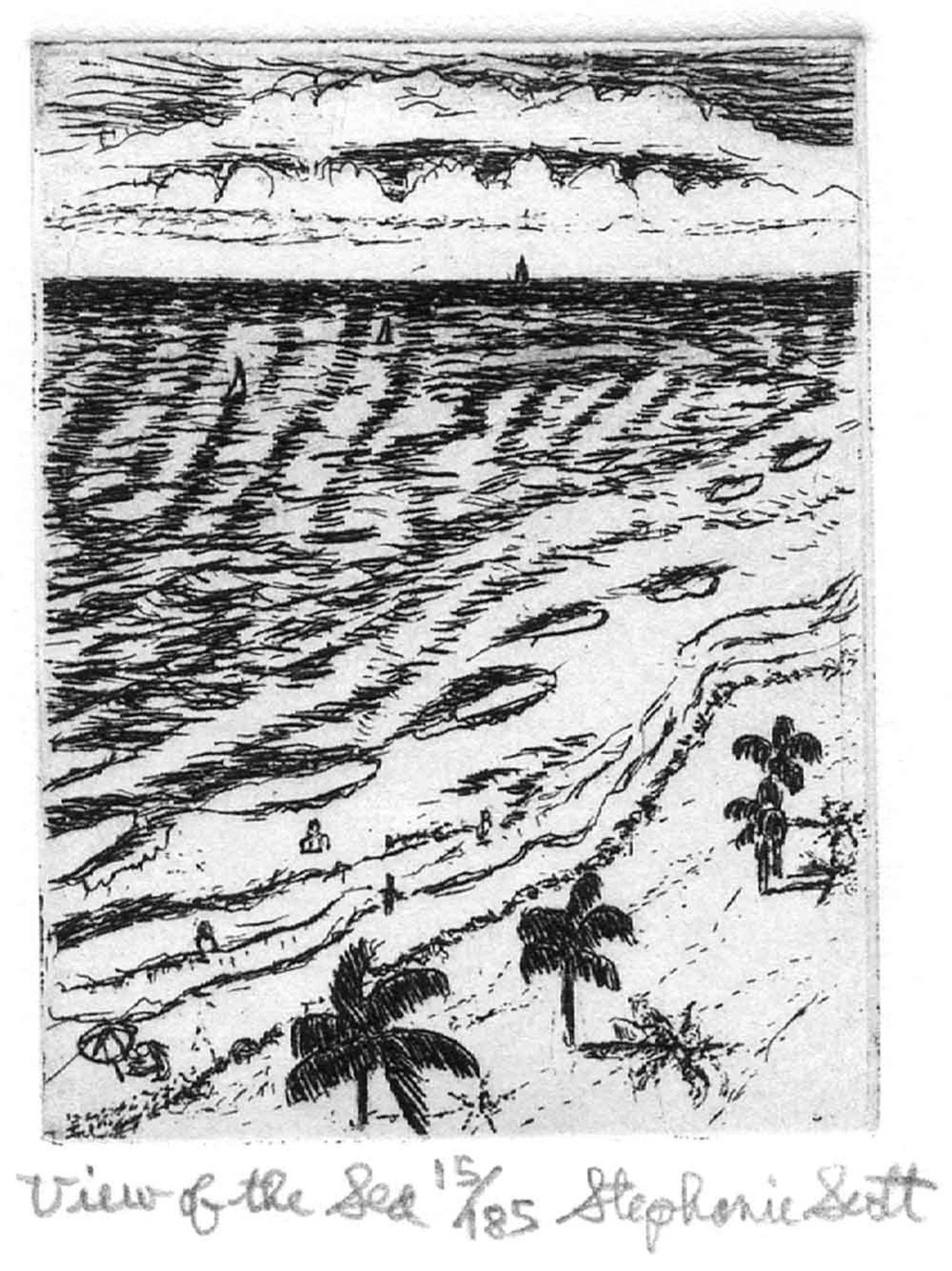 View of the Sea - Original Intaglio Etching & Engraving, Hand-printed ...