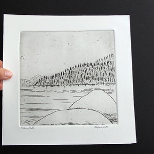 Rocks and Lake - Etching & Engraving, Hand-printed Original Print, - Etsy