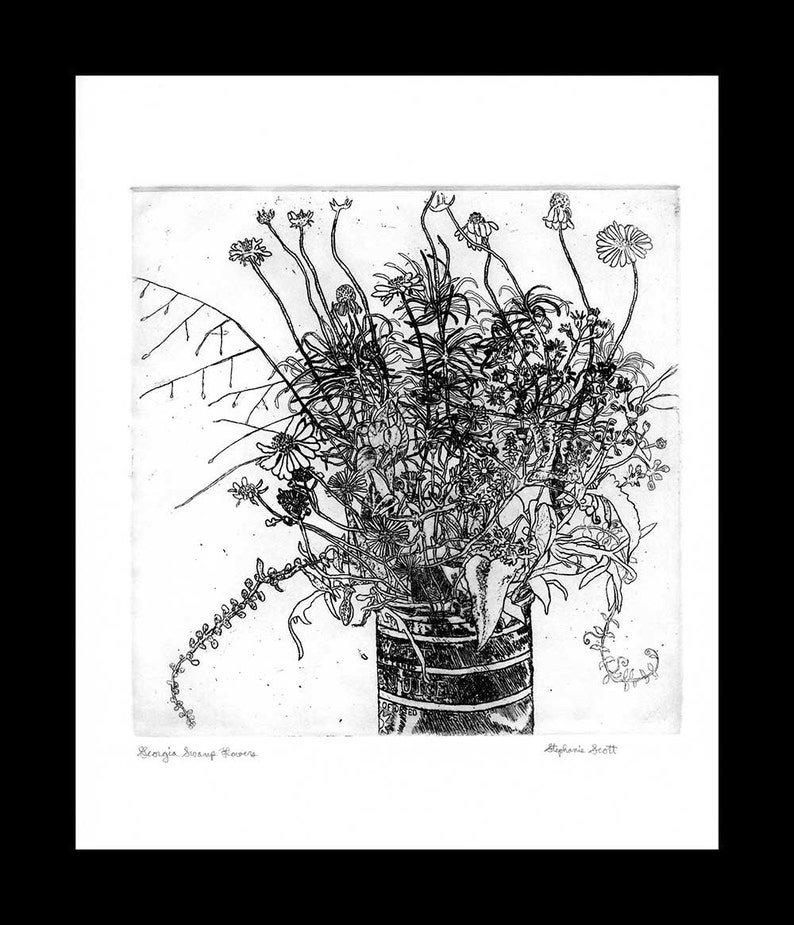 Georgia Swamp Flowers - Original Etching & Engraving, - Hand-printed ...