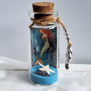 Miniature Glass Bottle Mermaid Ocean Theme Shelf Decorations With or ...