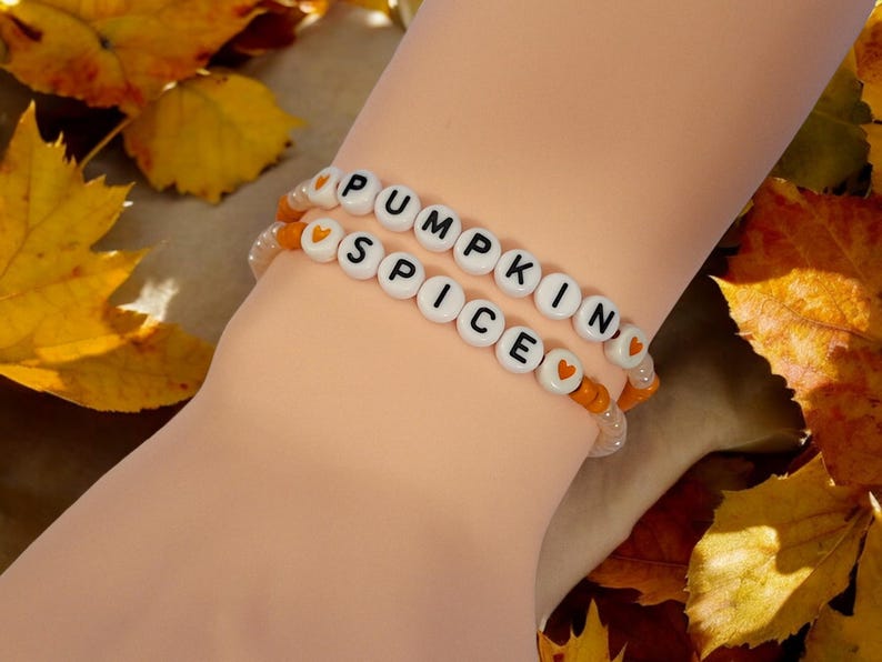 Pumpkin Spice Beaded Bracelets Get Ready for Fall Great Gift Idea Stretch Elastic Bracelet - Etsy