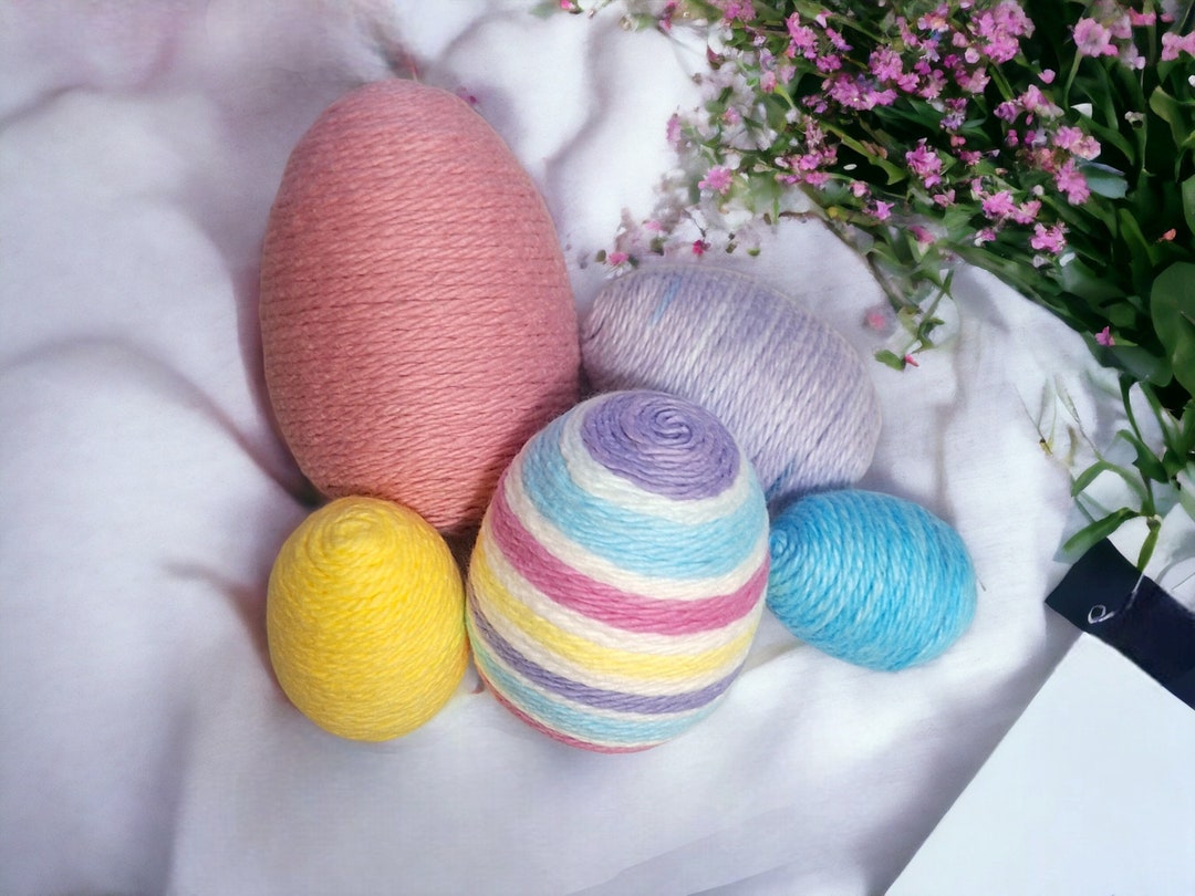 Ready to Ship Cotton Cord Wrapped Easter Eggs Spring Pastel Colors Set ...