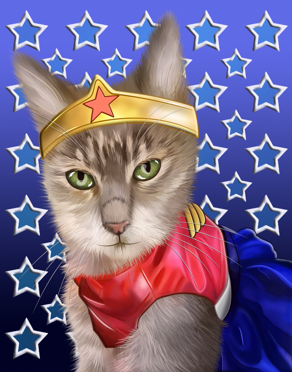 Wonder Woman Cat - 8x10 Purrsonalities Print (pet Portrait Superhero ...