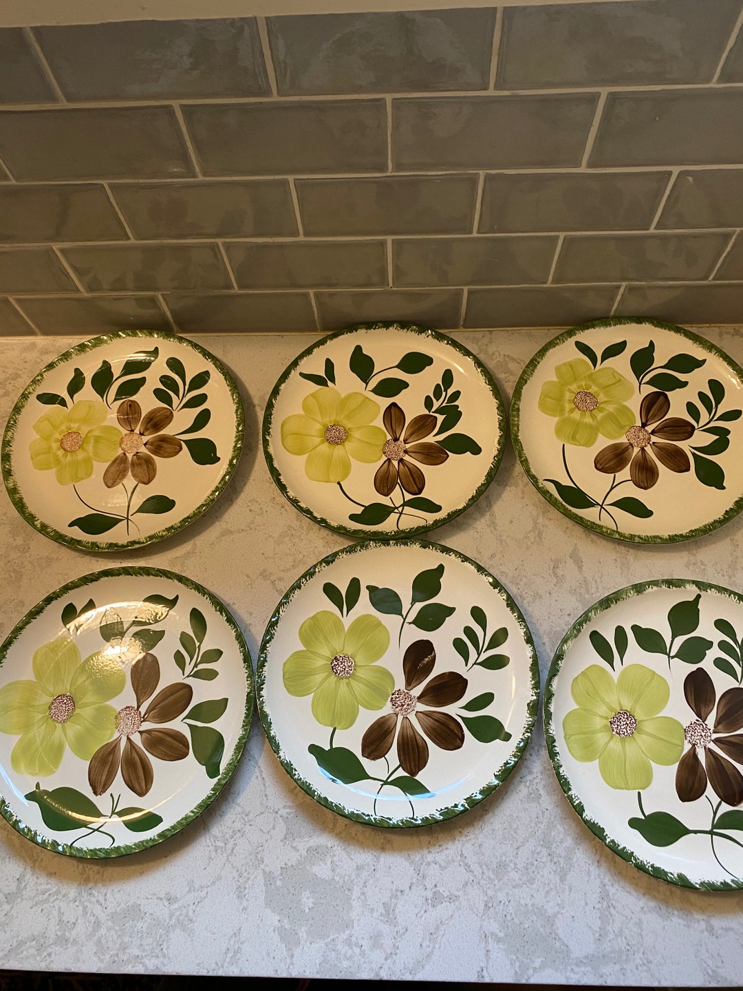 Hand Painted Blue Ridge Luncheon Plates - Etsy