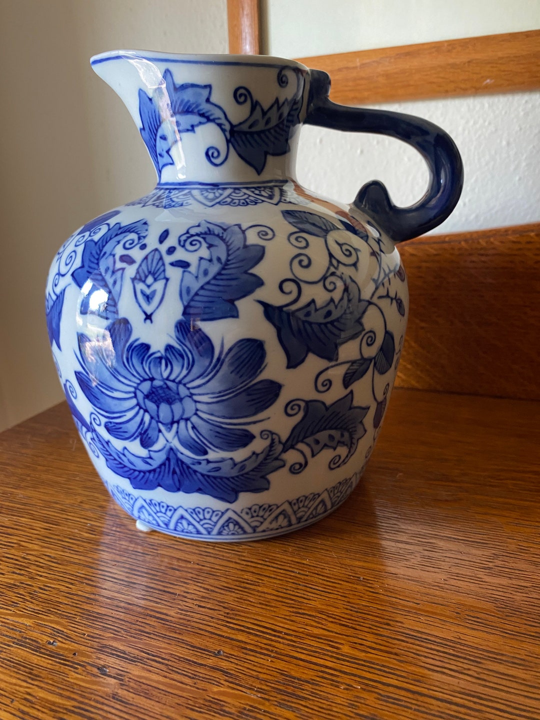 Blue and White Chinese Pitcher - Etsy