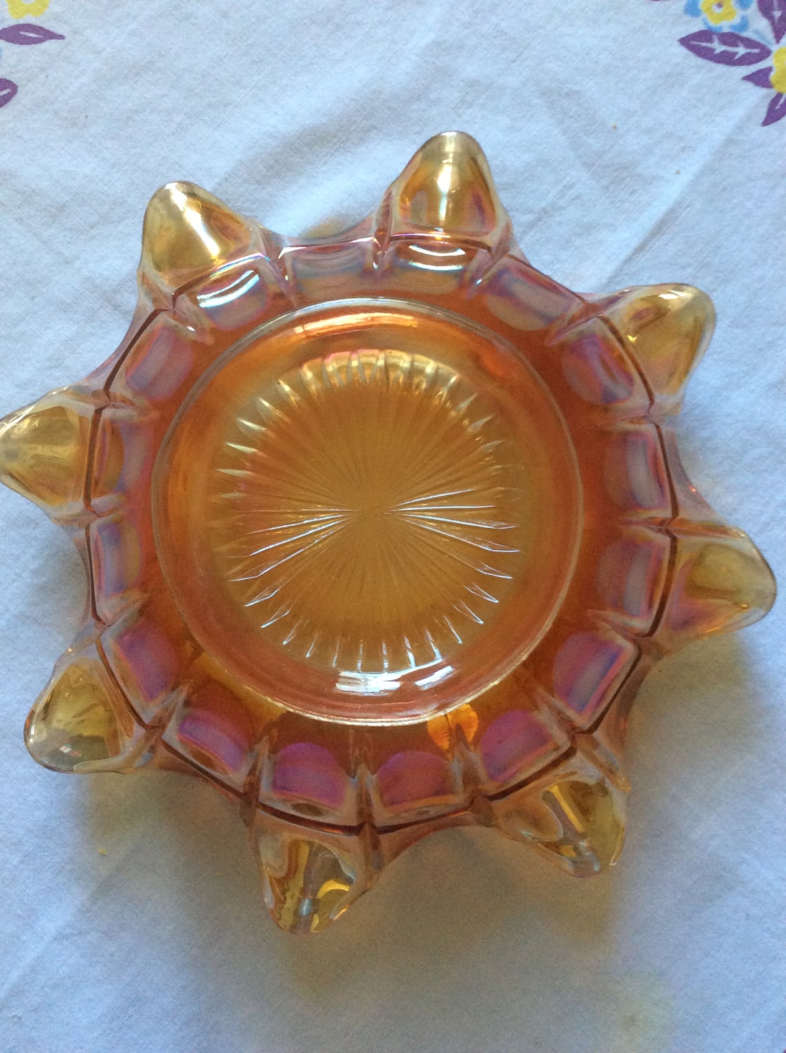Marigold Carnival Glass Bowl - Etsy