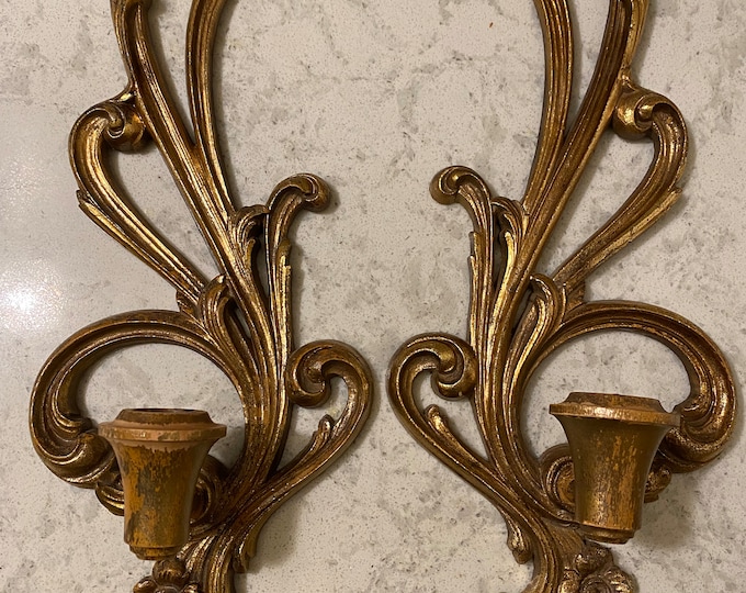 Fancy Schmancy Gold Home Interior Double Candle Sconce From 1960 - Etsy