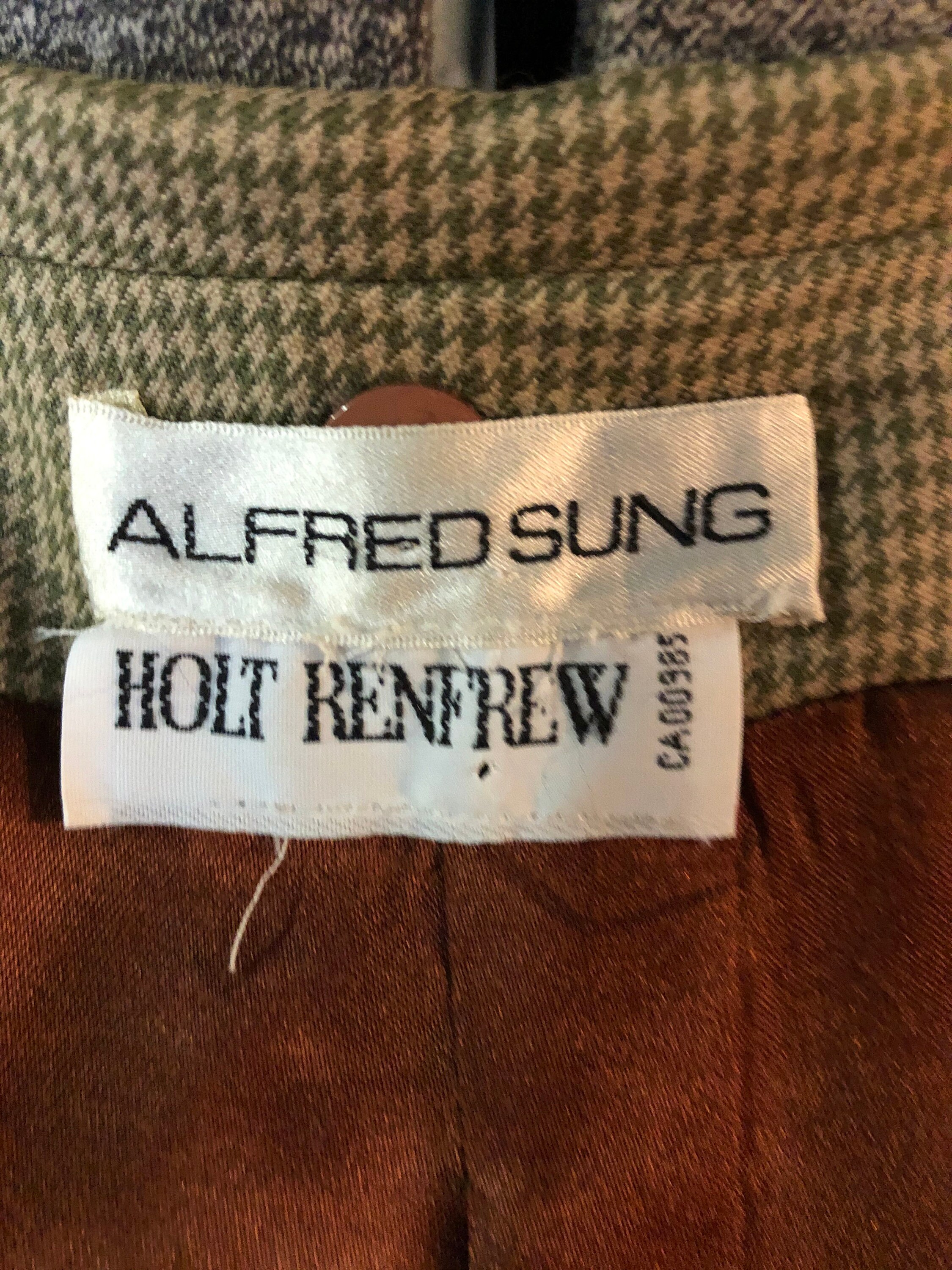 Vintage Alfred Sung Skirt Suit Khaki Houndstooth Size 14 Holt Renfrew ...